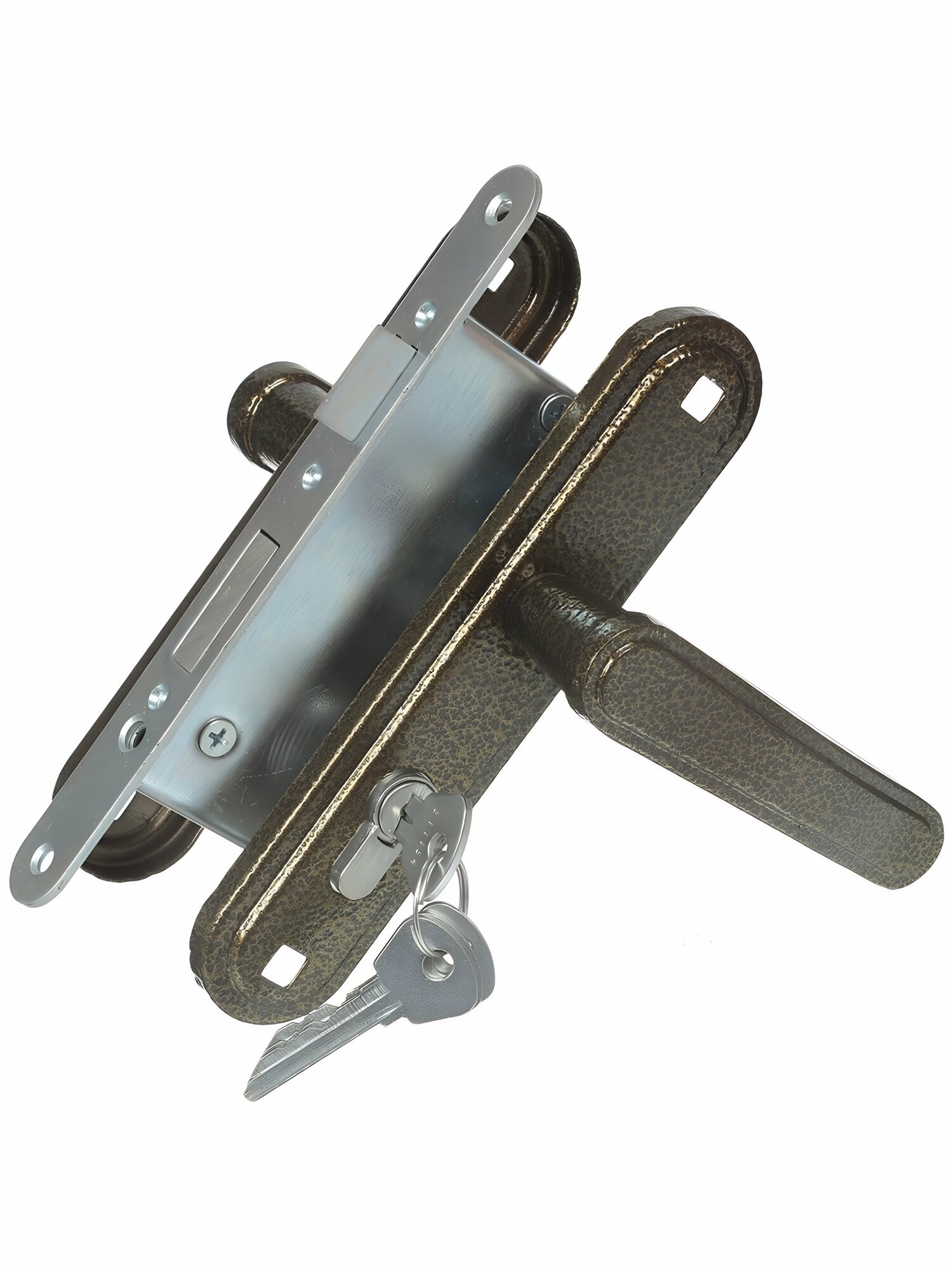 Замок врезной Зенит, ЗВ4-3.03, 00-00000491, ручка в комплекте, цилиндровый, бронзовый