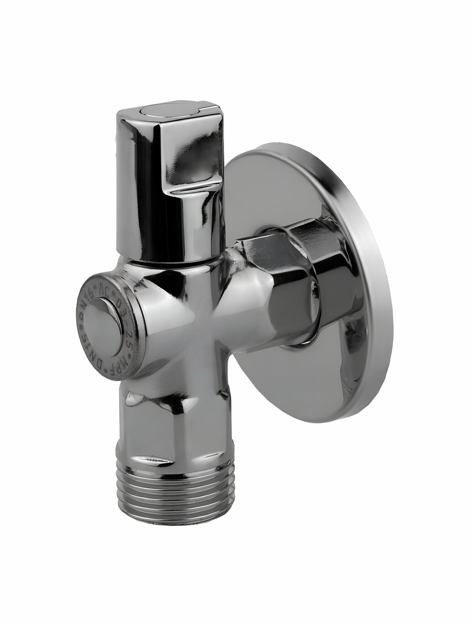 Кран для бытовой техники MasterProf 1/2" угловой шаровой, латунь, Хром-Polish, ш-ш, надежная запорная арматура для дома.