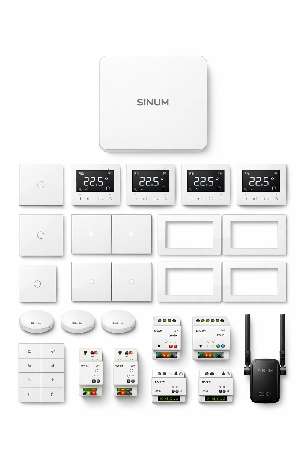 Комплект умного дома SINUM Полный дом, свет + климат + безопасность, до 100 м², облачное управление