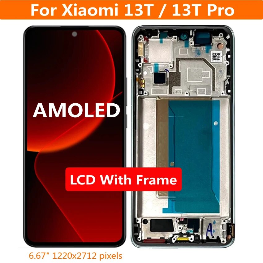 6,67 "оригинальный AMOLED ЖК-дисплей для Xiaomi 13T дисплей сенсорный экран 13T Pro Black Frame