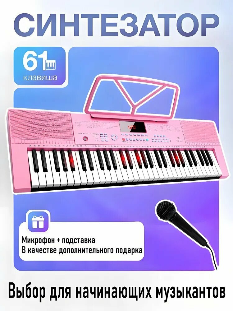 Синтезатор Hairycotar Music Advanced 61 клавиша, Розовый