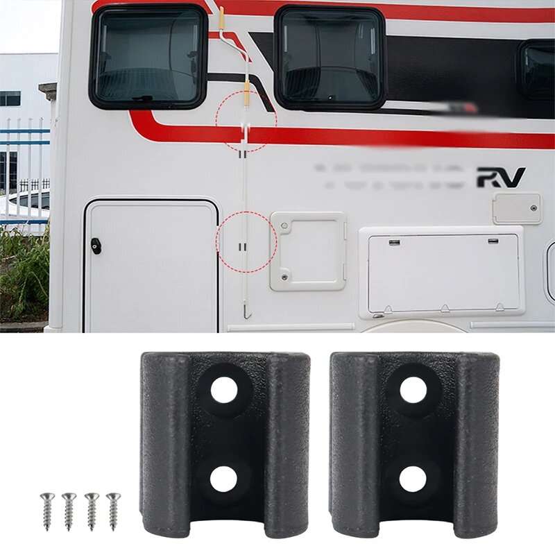 Комплект из 2 кронштейнов-крюков для ручки тентовки автодома, прочные крепления из АБС-пластика для прицепов, фургонов, автодомов, скорой помощи, черные