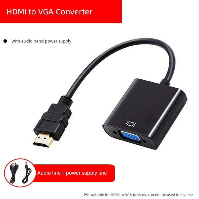 Классический черный конвертер HDMI-в-VGA с аудио и питанием 0.5 м для установки