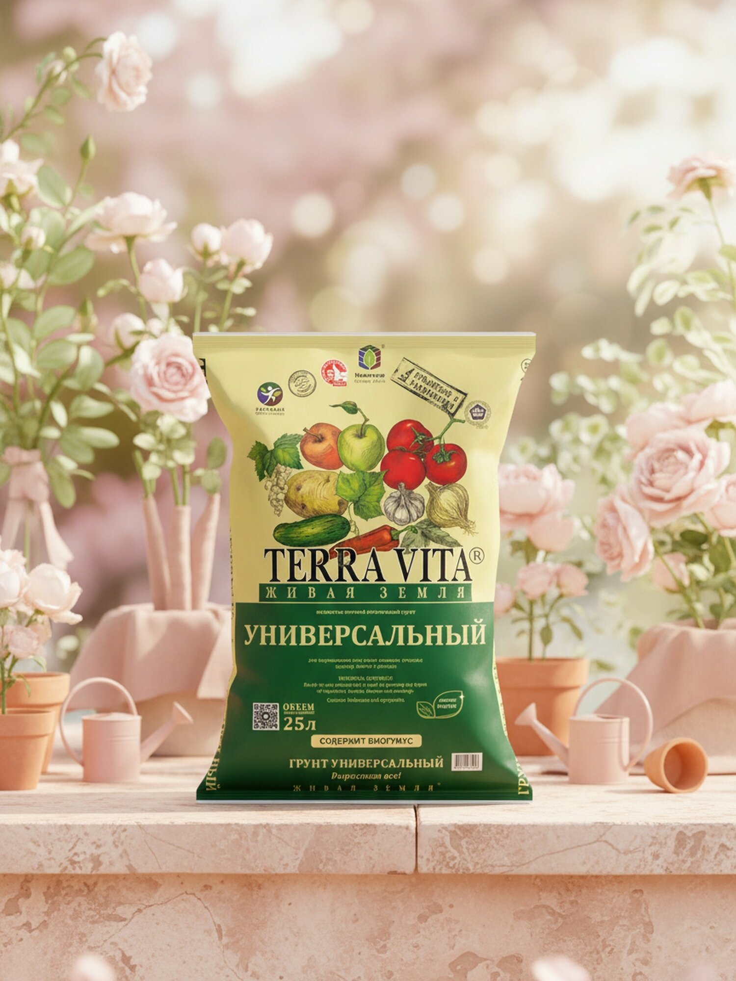 Грунт универсальный Terra Vita Живая земля, для растений, 25 л, торф, Россия