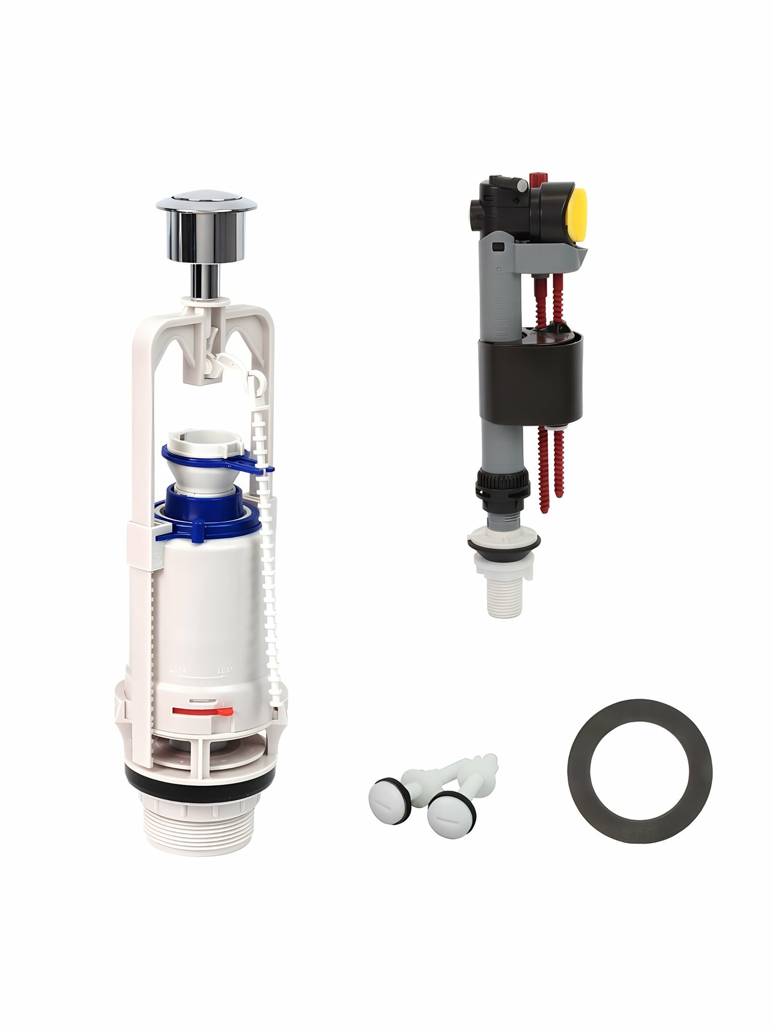 Арматура для бачка унитаза Wave WArm.02 универсальная 1/2", двухрежимная кнопочная система, хром, заливной клапан