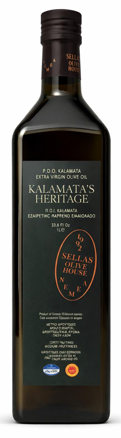 Оливковое масло 1л Sellas P.D.O. Kalamata (Греция, Пелопоннес, Extra Virgin, стекло)