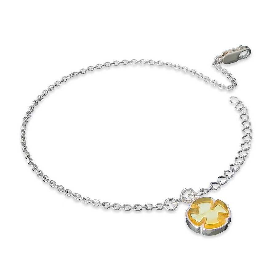Браслет Amberprofi, серебро, 925 проба, родирование, янтарь
