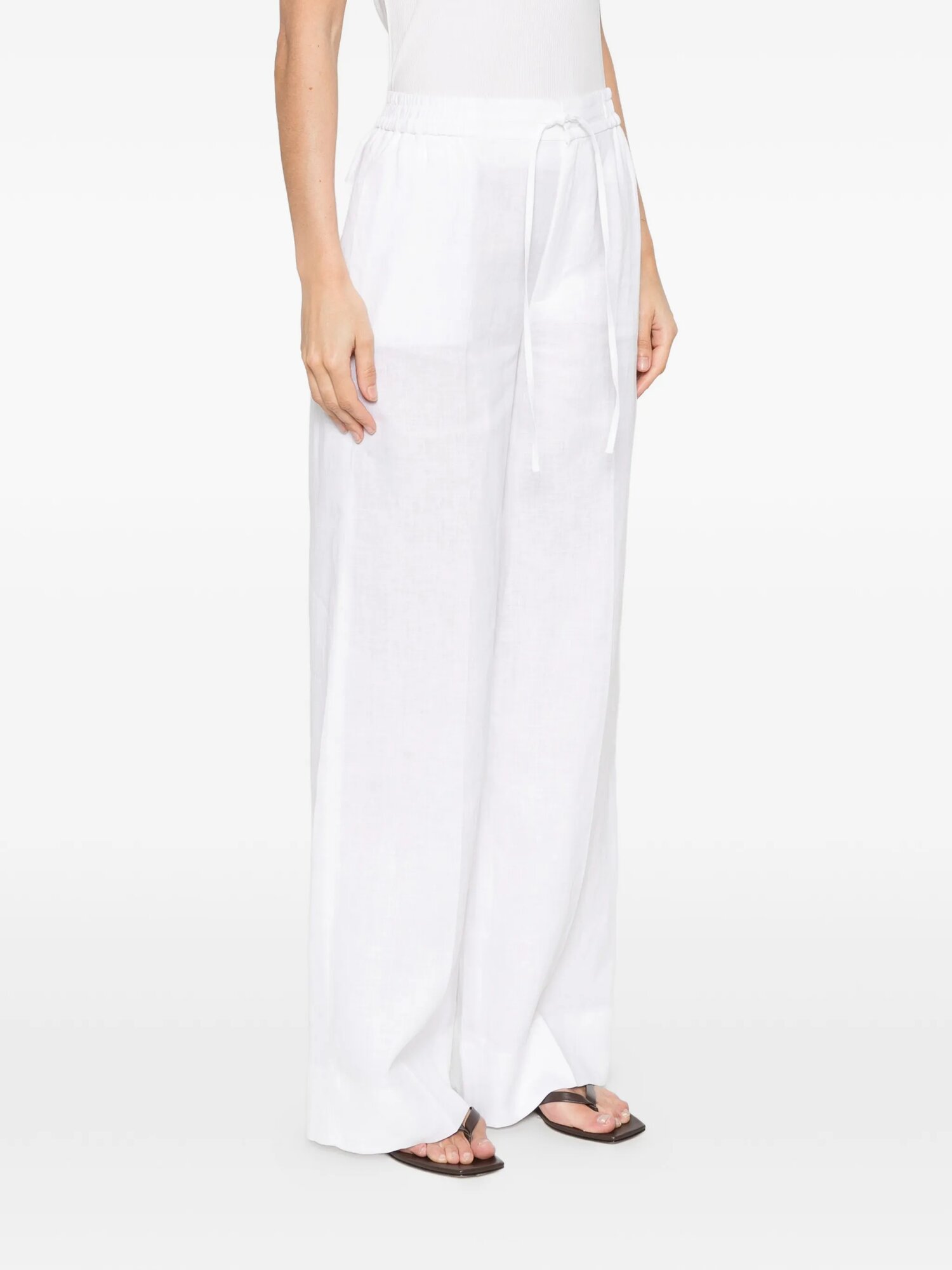 Брюки Twinset Milano Drawstring trousers, размер 42, бежевый/белый — фото 1