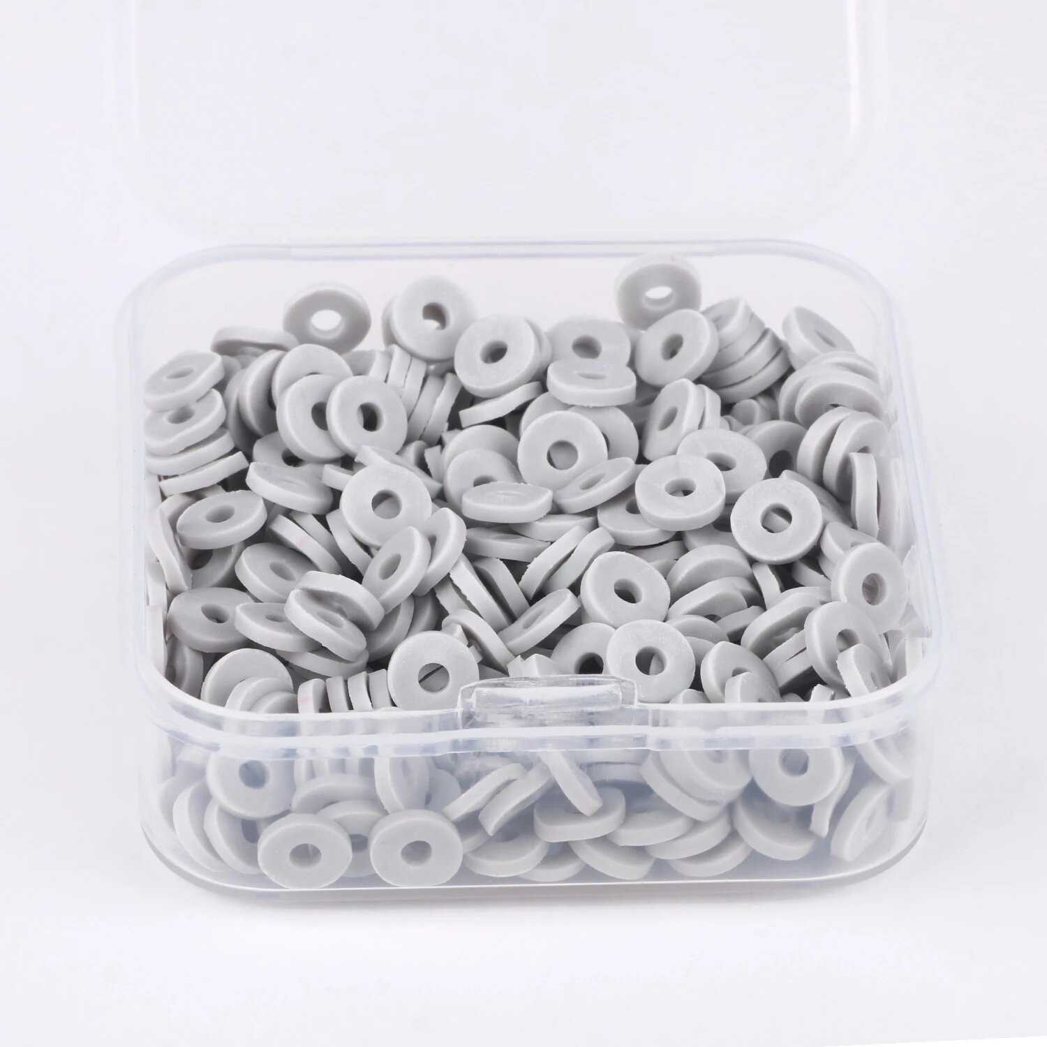 JILKOL Плоские круглые бусины из полимерной глины 6 мм 500 шт Серый, 1box, light gray