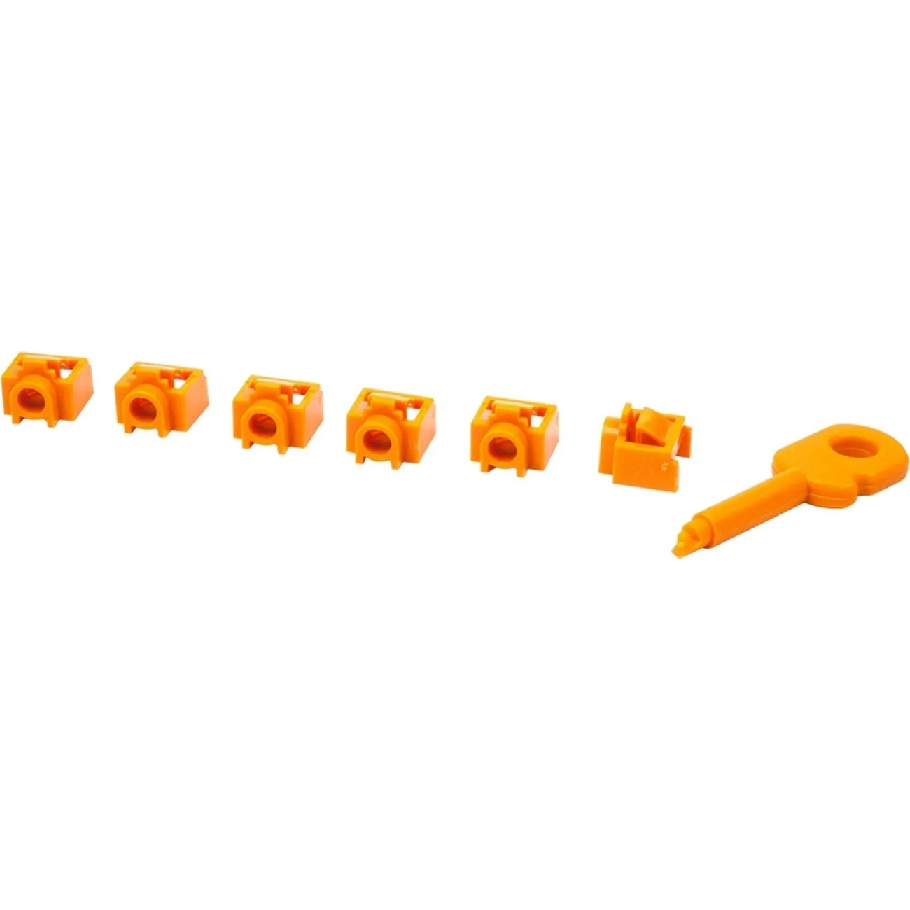 Вставка заглушек портаRJ-45 LANMASTER LAN-SEC45-PL-SET-OR 6шт/уп+ключ, оранж 2414402