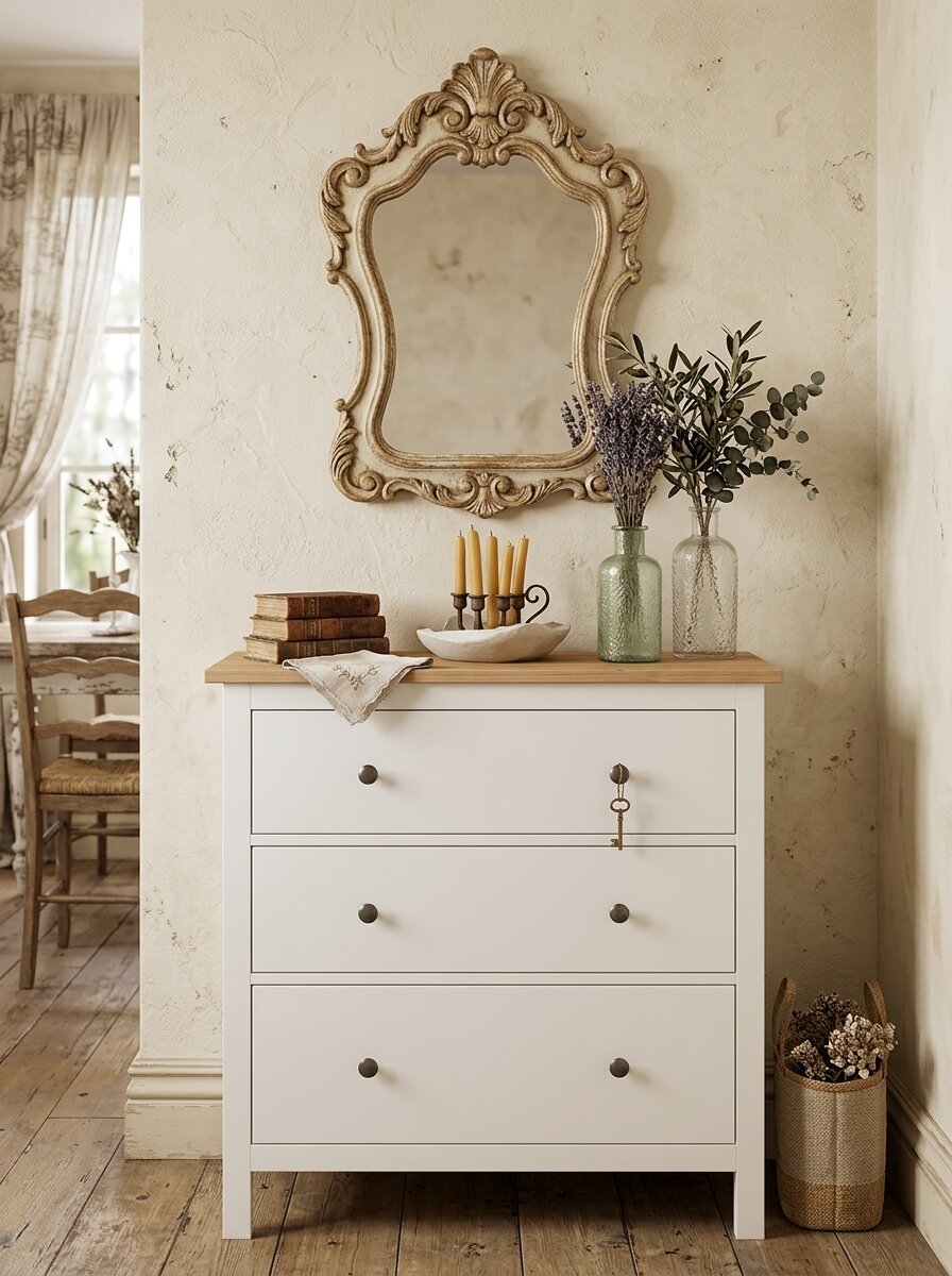 Комод с ящиками SkandiMark массив сосны, белый коричневый 85х96х37 см