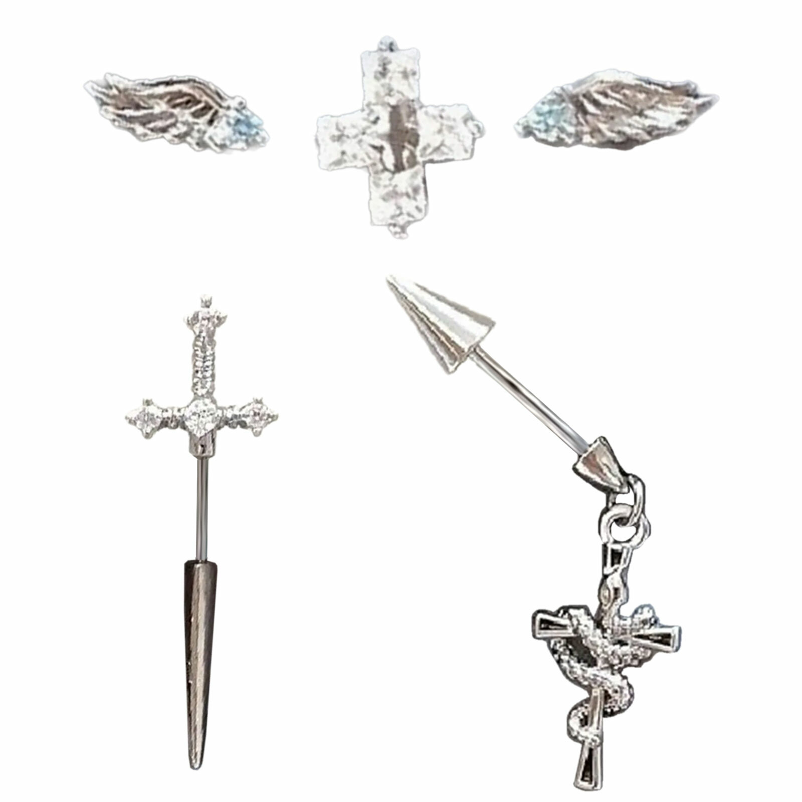 Серьги-гвоздики для хряща со змеями и крестами сплав уникальные готические украшения женщин мужчин