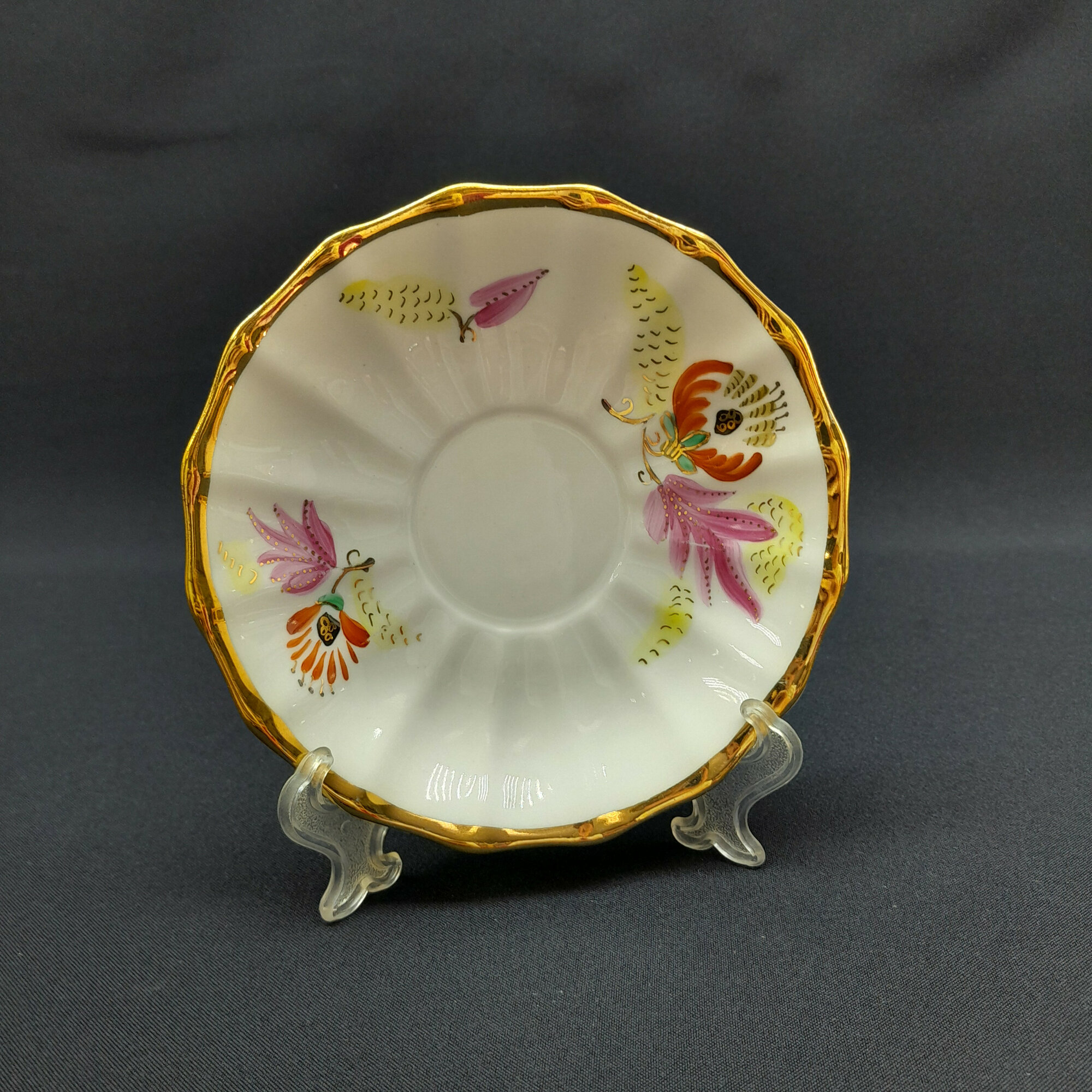 Винтажное чайное кофейное блюдце Вербилки, фарфор 145 мм, СССР