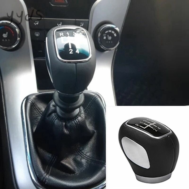 Ручка переключения передач 5-ступенчатая для Chevrolet Cruze 2009-2015, черная, пластик+искусственная кожа, замена