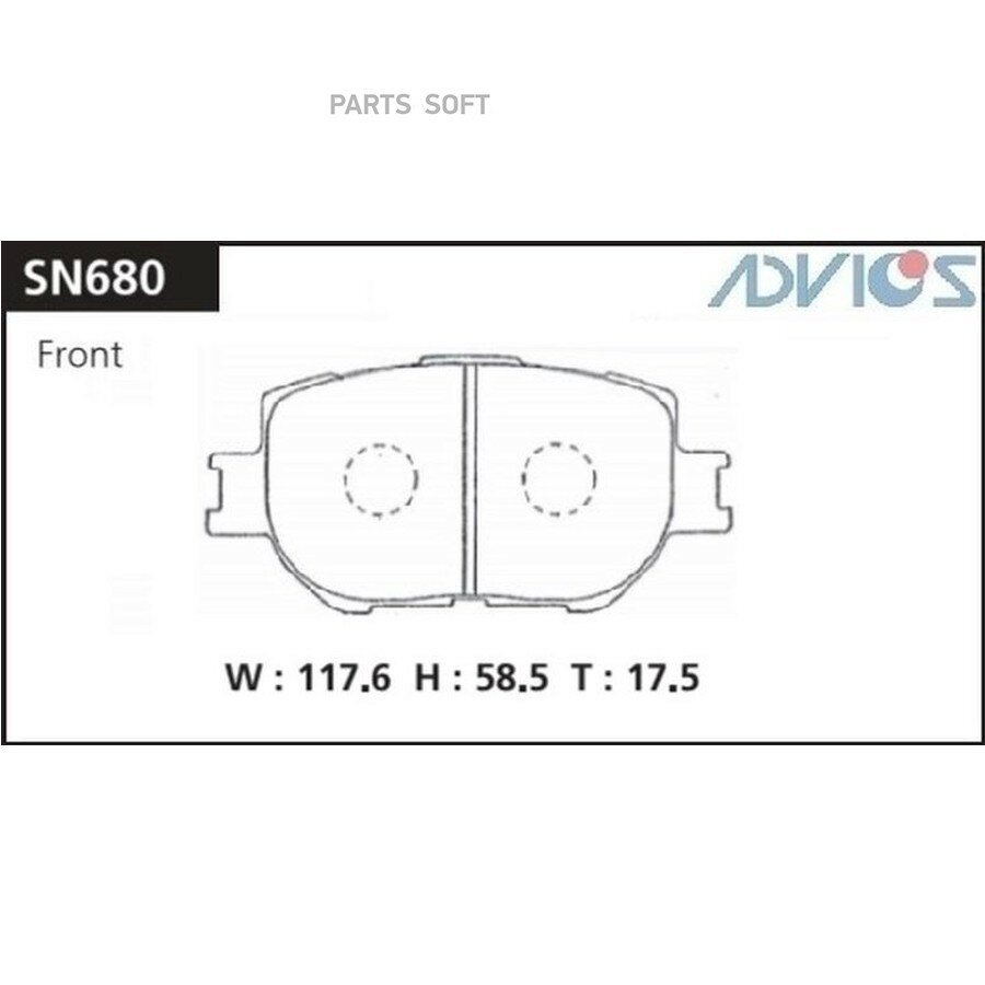 ADVICS SN680 Дисковые тормозные колодки ADVICS передние арт. продавца ADVICSSN680