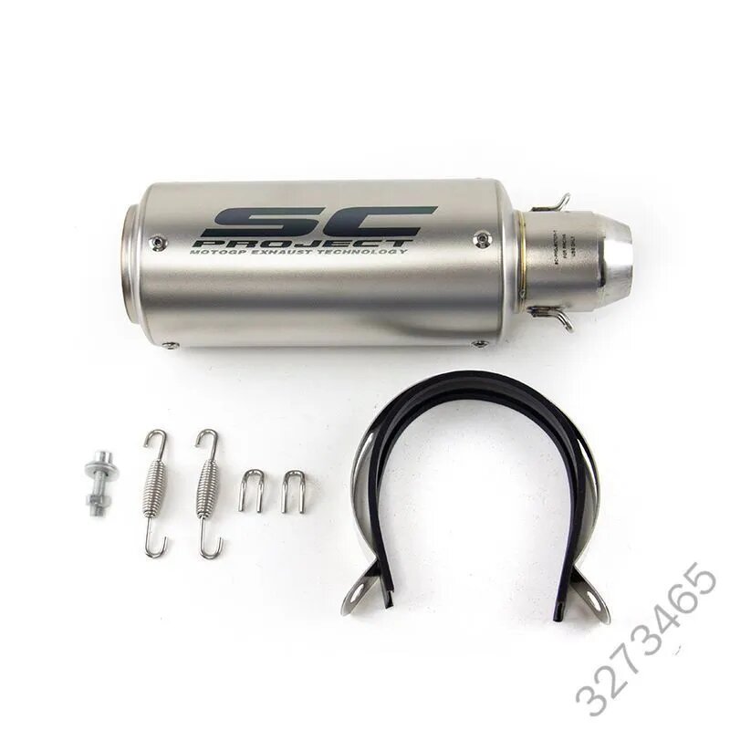 Глушитель прямоточный SC PROJECT для мототехники серебряный закалка