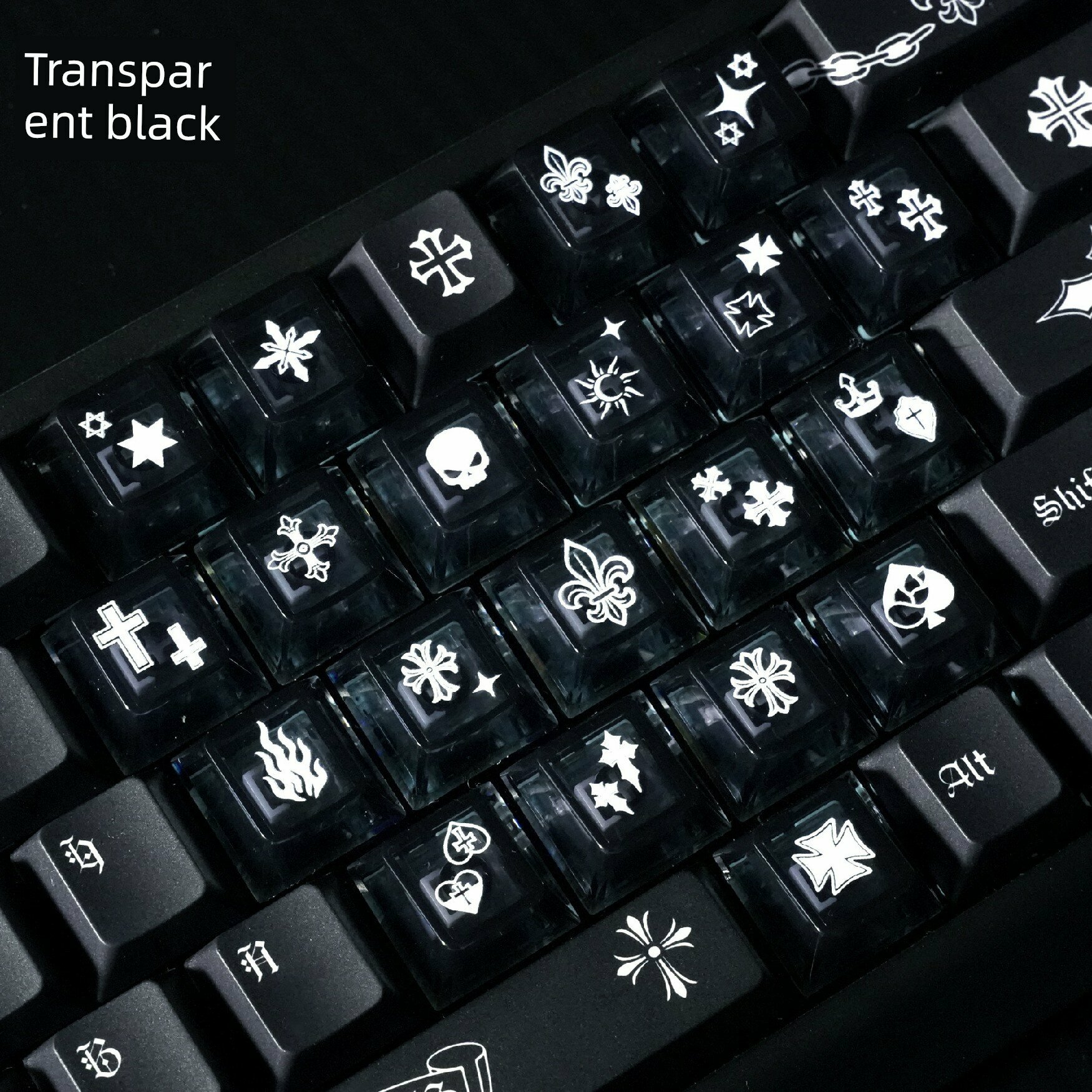 Кейкап Crow Heart Love, полупрозрачный, из поликарбоната, оригинальный, без гравировки, для самостоятельной сборки,