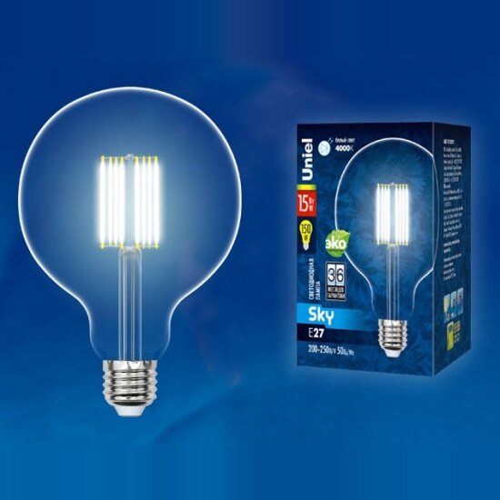 Светодиодная лампа Uniel LED-G125-15W/4000K/E27/CL PLS02WH