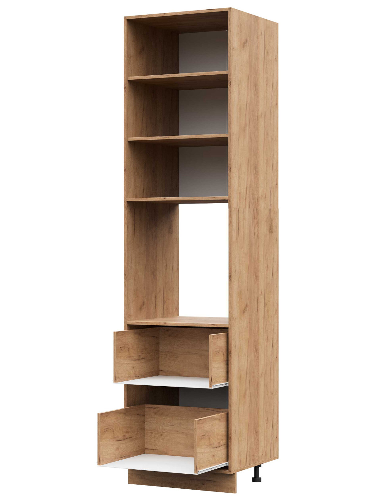 Корпус кухонного пенала с 2 ящиками 600х2340 ПВ (дуб крафт) Huge Mebel. Ширина 600 Высота 2340. Кухонные шкафы Без фасада Huge Mebel. Ширина 600 Высота 2340