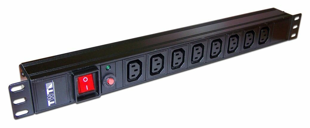 Блок распределения питания Lanmaster горизонтального размещения 8х C13 базовые 10 A, C14 (TWT-PDU19-10A8C3)
