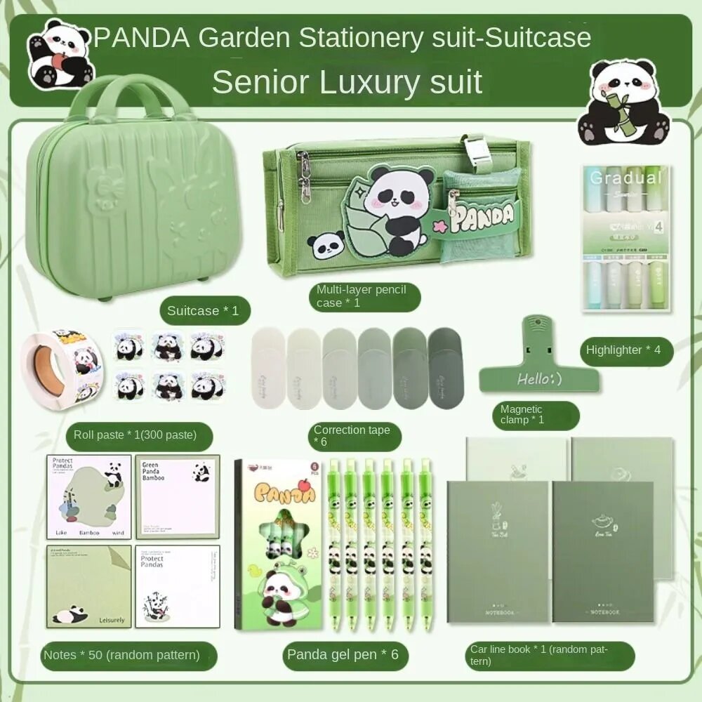 Набор канцелярских принадлежностей Panda в чемодане из полиэстера для студентов