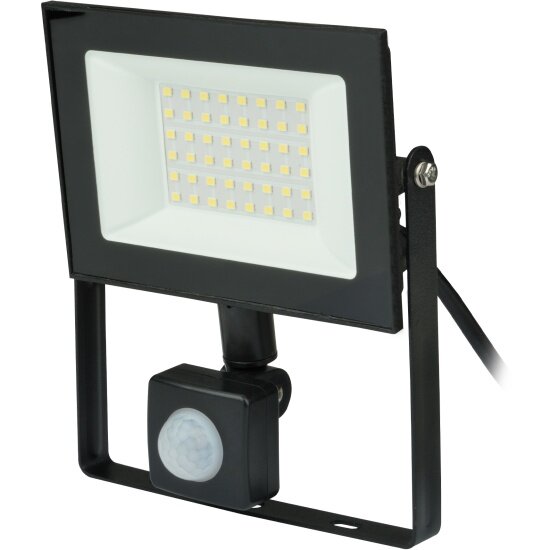 Прожектор Uniel ULF-F62-50W/6500K SENSOR IP54 200-240В с датчиком движения и освещенности. Корпус черный. TM