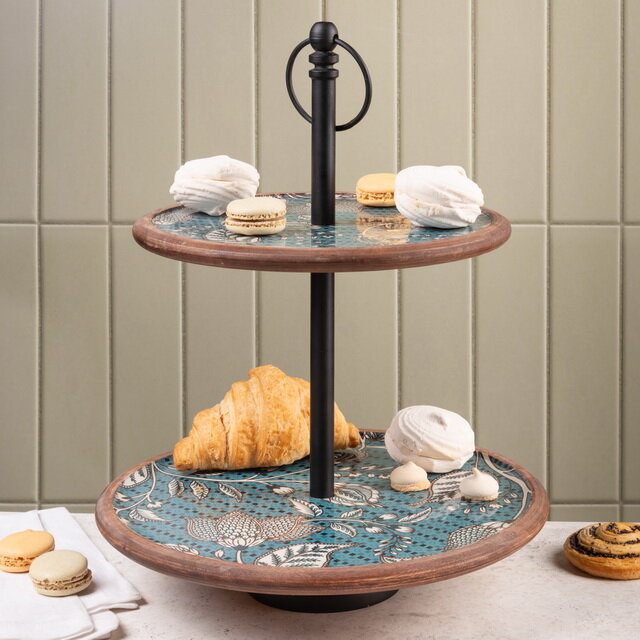 Фруктовница двухярусная Blue Fiori di Mango 43 см, дерево, Koopman, A67103080-2