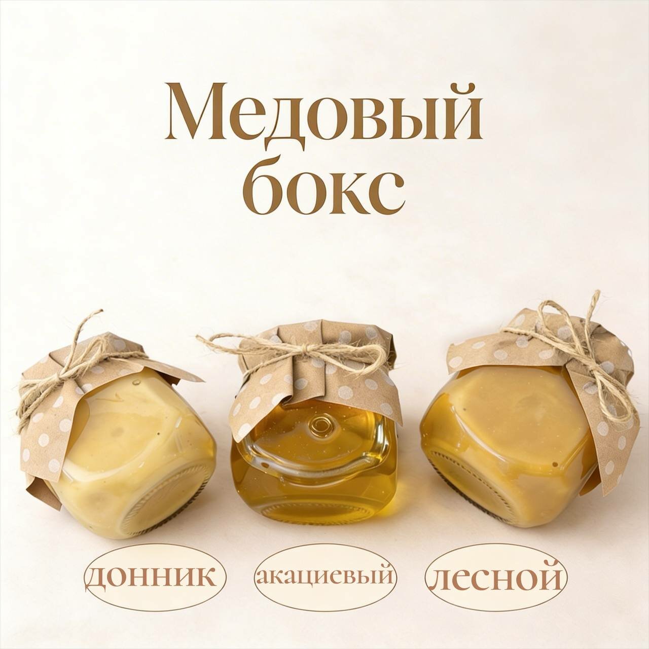 Медовый бокс (набор из 3 сортов меда: донниковый, лесной, акациевый). 900гр. Алтайский край