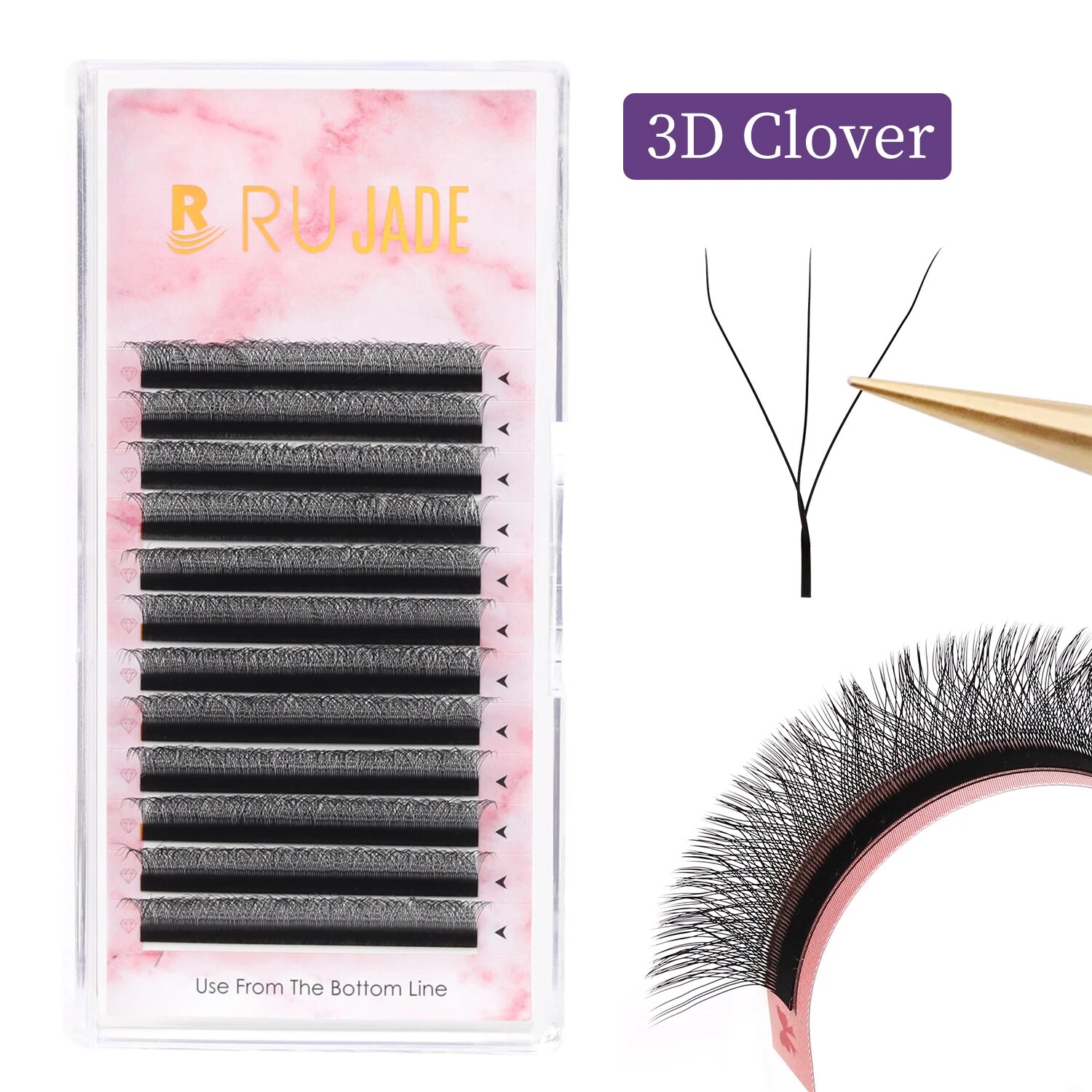 Накладные ресницы RUJADE U-образные 3D 4D 5D C, MIX (8-15), 3DW