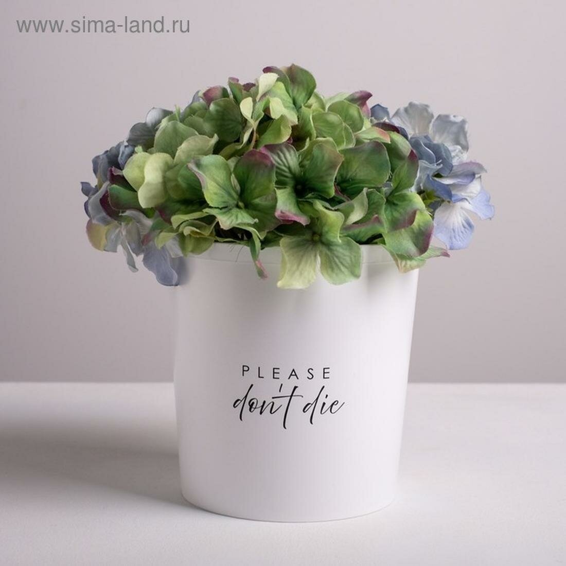 Кашпо "Дарите счастье" Please do not die", пластик, белое, без подсветки, 1,6 л, 4840675