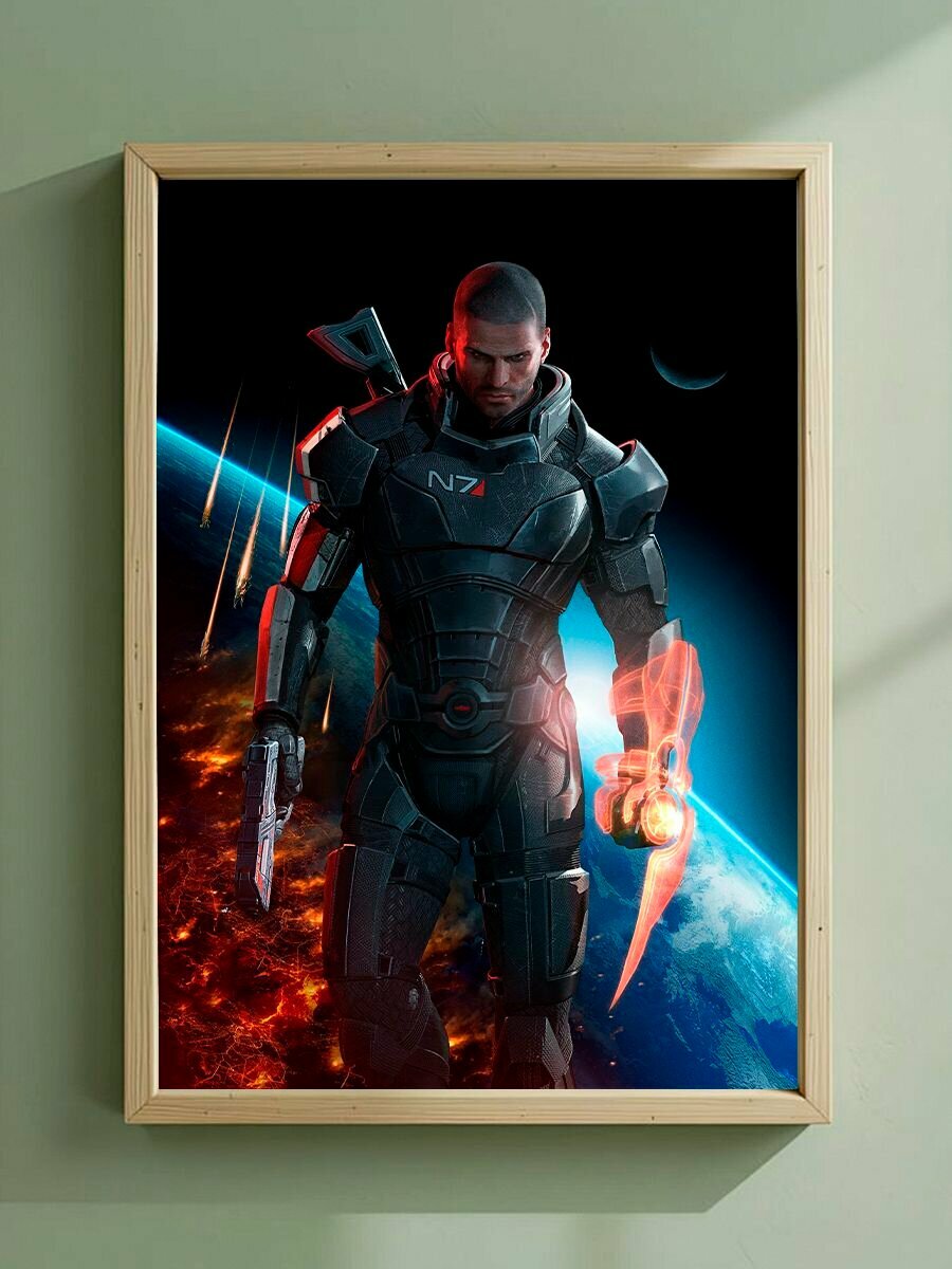 Постер, плакат на стену Джон Шепард (John Shepard) Mass Effect (А3)