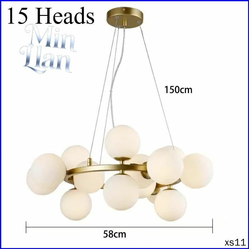 Золотая LED Люстра "Кольцо" со Стеклянным Абажуром, Подвесной Светильник для Спальни и Гостиной, Роскошный Дизайн, L95 См, 175 Вт, G9, 3-х Уровневый Свет