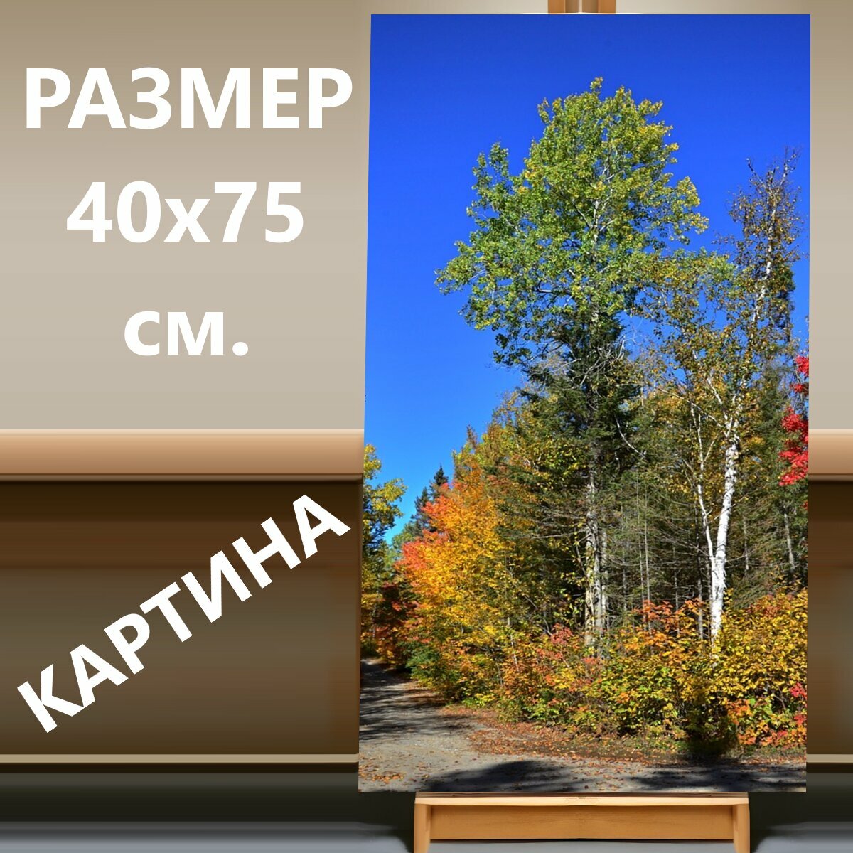 Картина на холсте "Осень, осенний пейзаж, осенние листья" на подрамнике 75х40 см. для интерьера