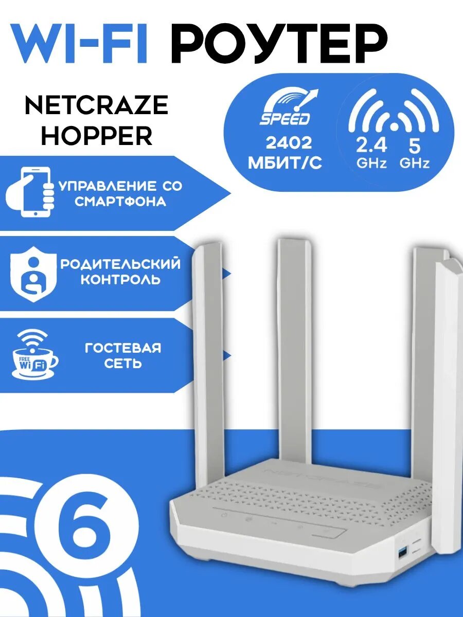 Wi-Fi Роутер Netcraze Hopper DSL (NC-3611) с Mesh Wi-Fi 6 AX3000