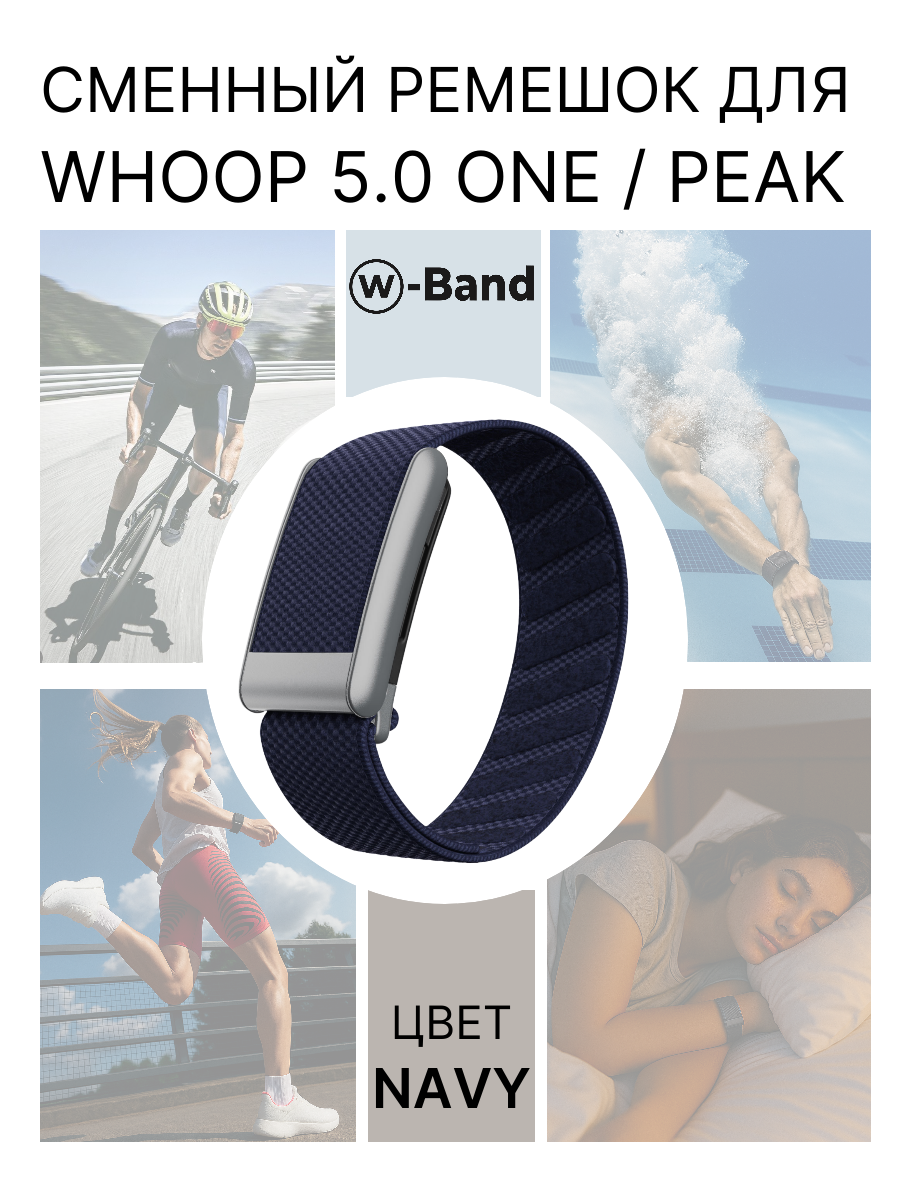 Сменный ремешок для браслета Whoop 5.0 One Peak, цвет синий, совместим с Вуп 5, Superknit navy lash bracelet, набор