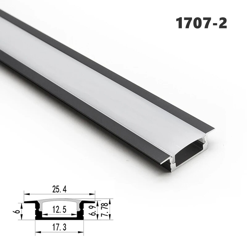 Светодиодный профиль 1707-2, серый, 10x0.5м