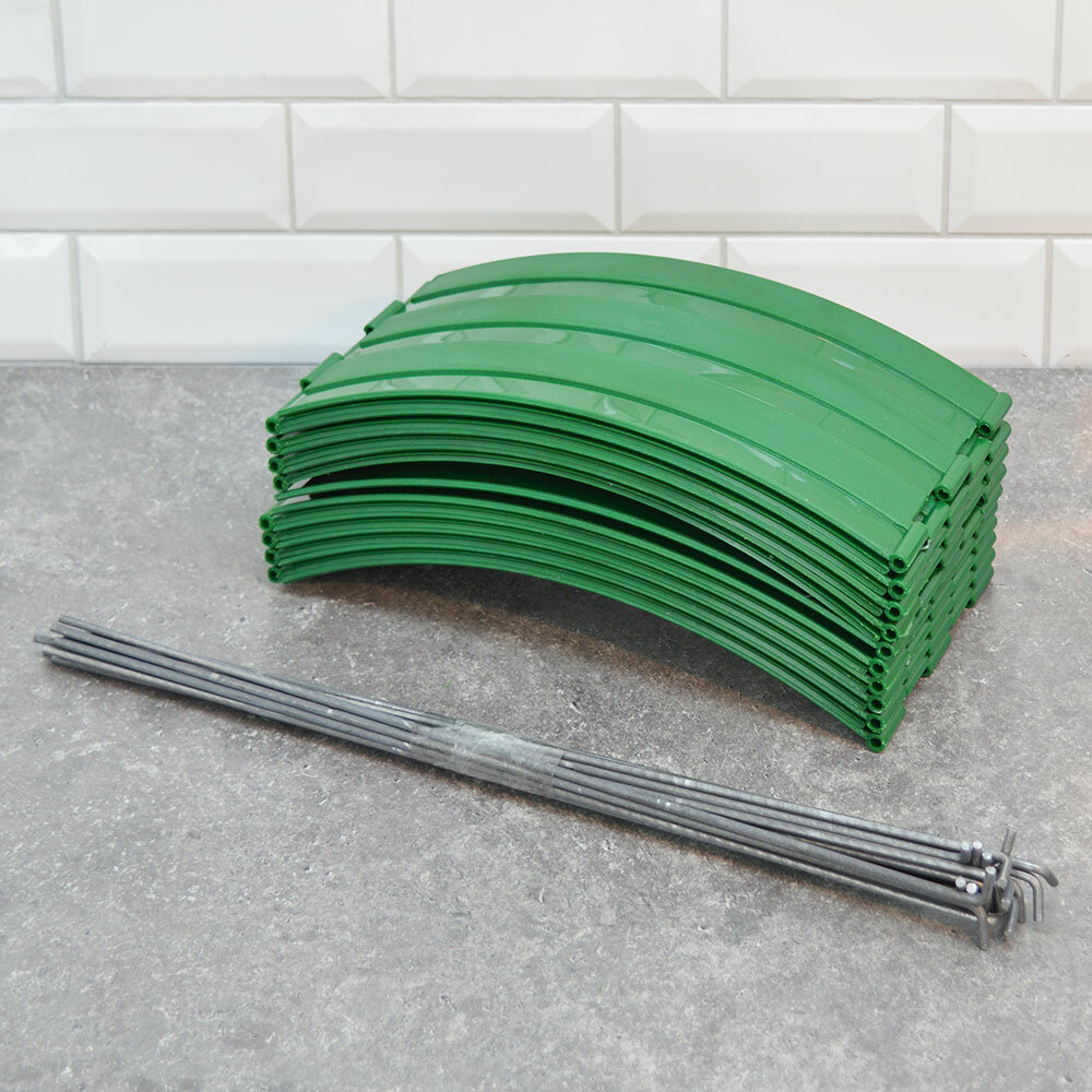 Конструктор садовый "Клумба" для цветов, темно-зеленый, прочный полипропилен, надежное ограждение для дачи