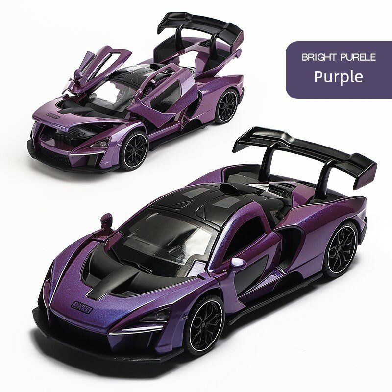 Модель автомобиля McLaren Senna в масштабе 1:32, фиолетовая, коллекционная алюминиевая игрушка