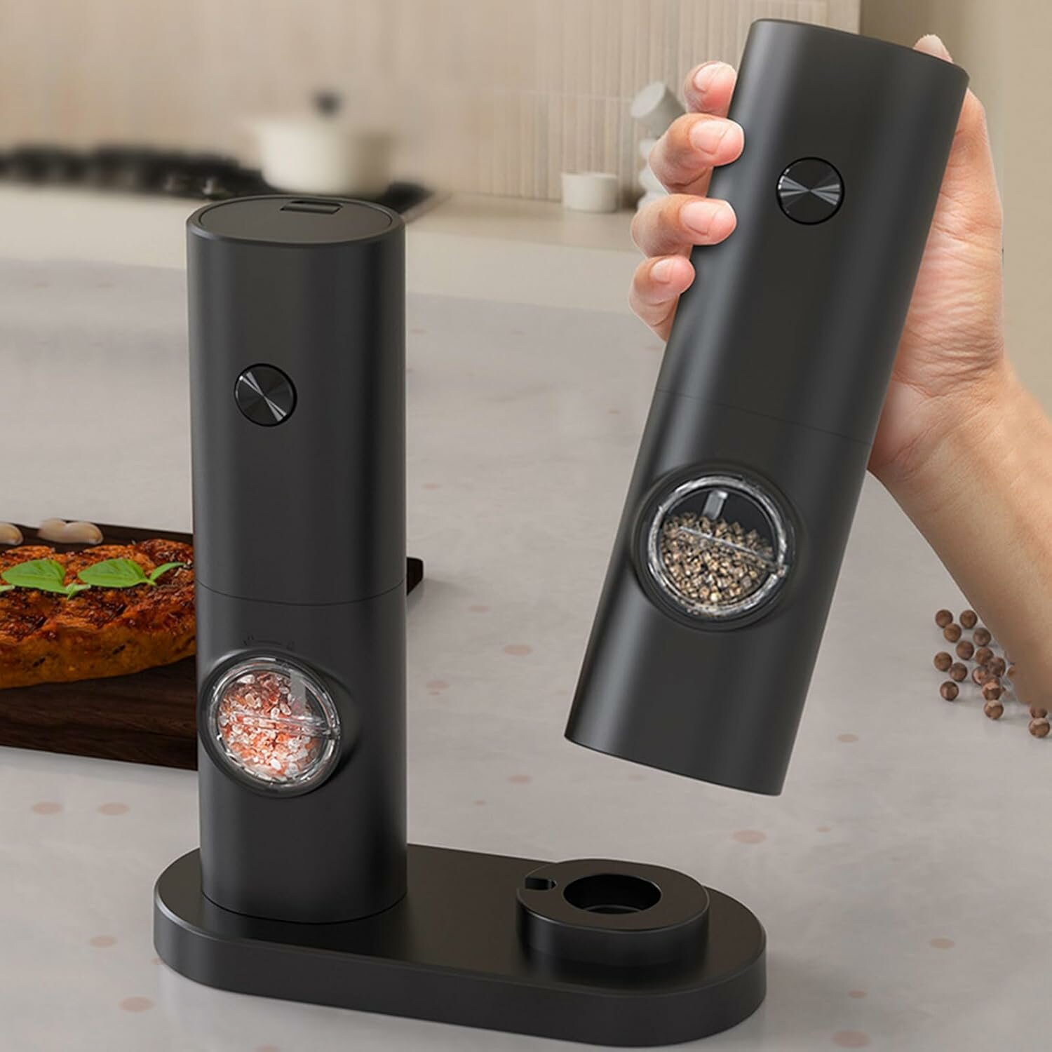 Мельница для специй электрическая на батарейках, электрическая мельница / перечница для специй, набор 2шт