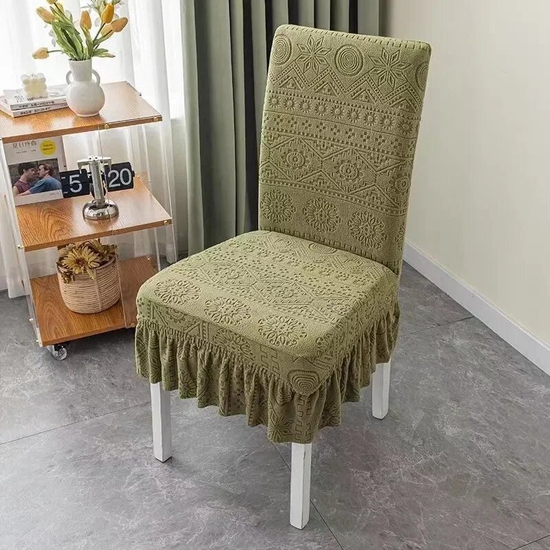 Чехлы на стулья эластичные жаккард, 4 шт, Bohemian-Green