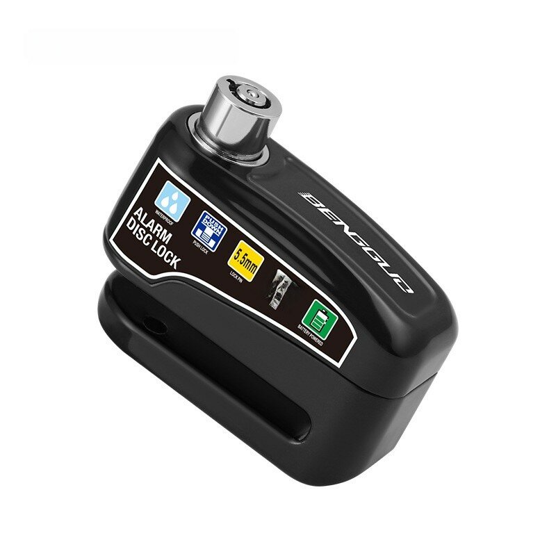 Мотоциклетный дисковый тормозной замок с сигнализацией с портативным чехлом для замков для мотобайк безопасности черный