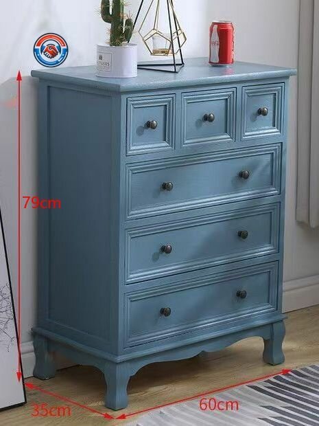 Комод Classic Charm 60x35x79 см, деревянный комод из цельного дерева для хранения одежды и белья, классический дизайн с окрашенной отделкой, компактный шкаф для спальни и коридора