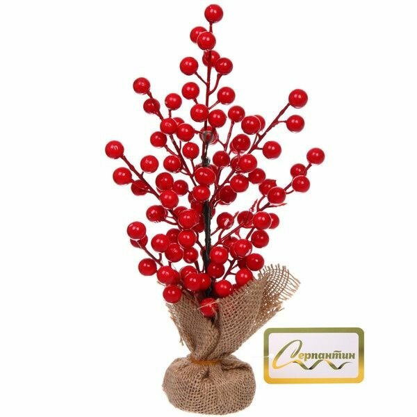 Новогоднее декоративное украшение Серпантин "Рябиновая нежность" 35 см, цвет красный