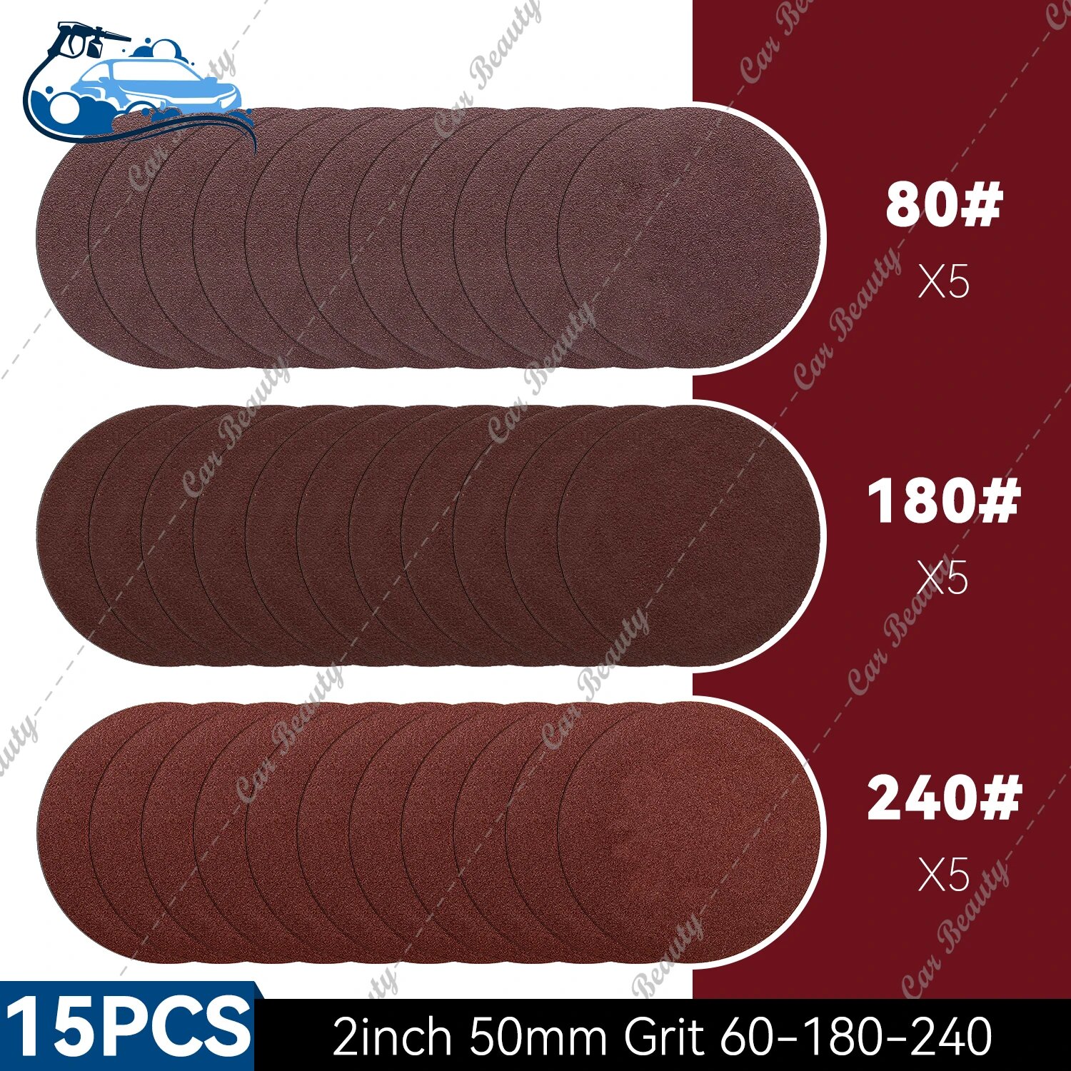 2-дюймовая 50 мм круглая наждачная бумага зернистостью 60-5000 для шлифовального диска на липучке для шлифовальных машин, дрели, шлифовальных и вращающихся инструментов, полировка
