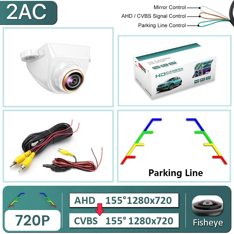 Камера заднего вида GreenYi AHD 1080P с углом обзора градусов и функцией ночного White-CVBS-AHD720P