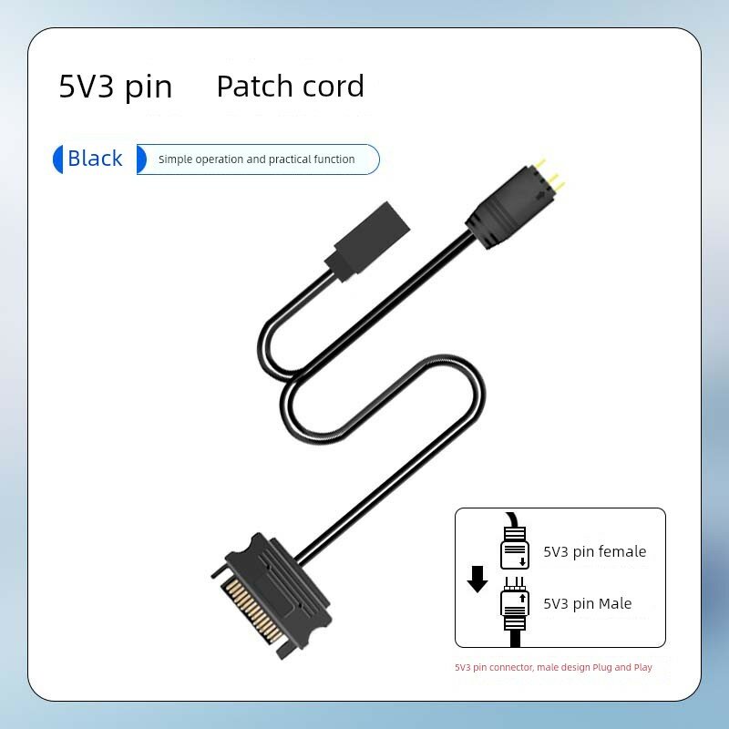 5V 3-контроллер ARGB с удлинителем SATA питания для вентиляторов ПК, подсветка RGB