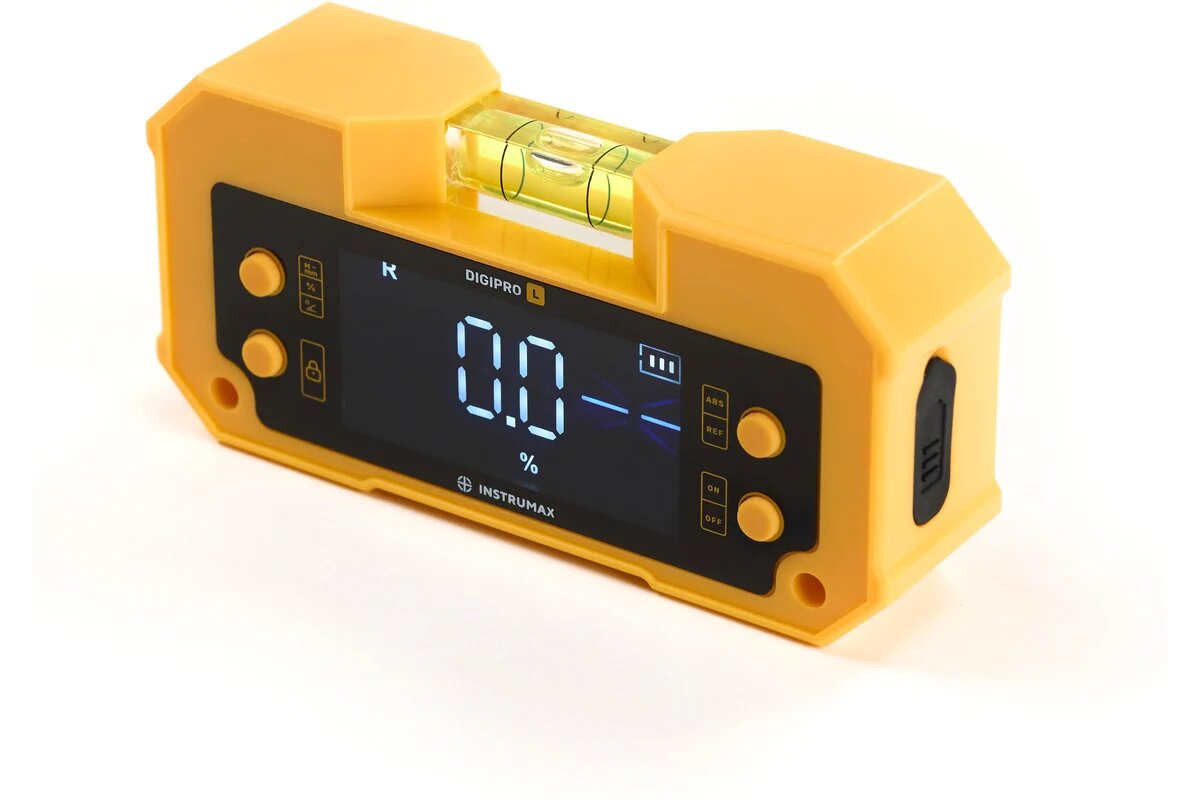 Электронный двухосевой магнитный уровень INSTRUMAX DIGIPRO L IM0163 с измерением наклона в плоскостях XY, точностью ±0,2° и подсветкой дисплея для работы в затемнённых местах.