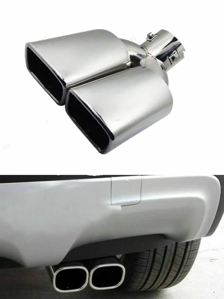 Насадка на глушитель, диаметр 60 мм, длина 240 мм арт. насадки на глушитель двойные Изогнутое серебро