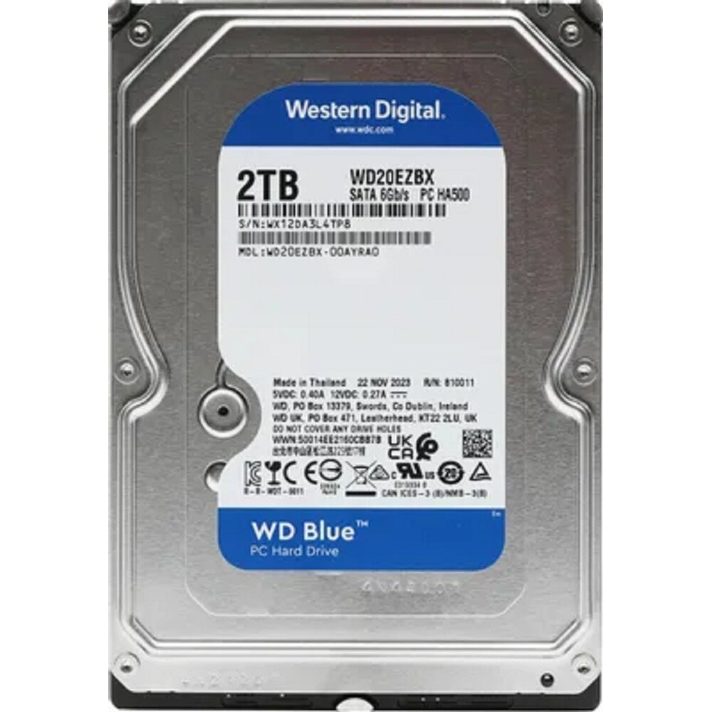 Жесткий диск 2TB WD Blue (WD20EZBX) Serial ATA III, 7200 rpm, 256Mb buffer