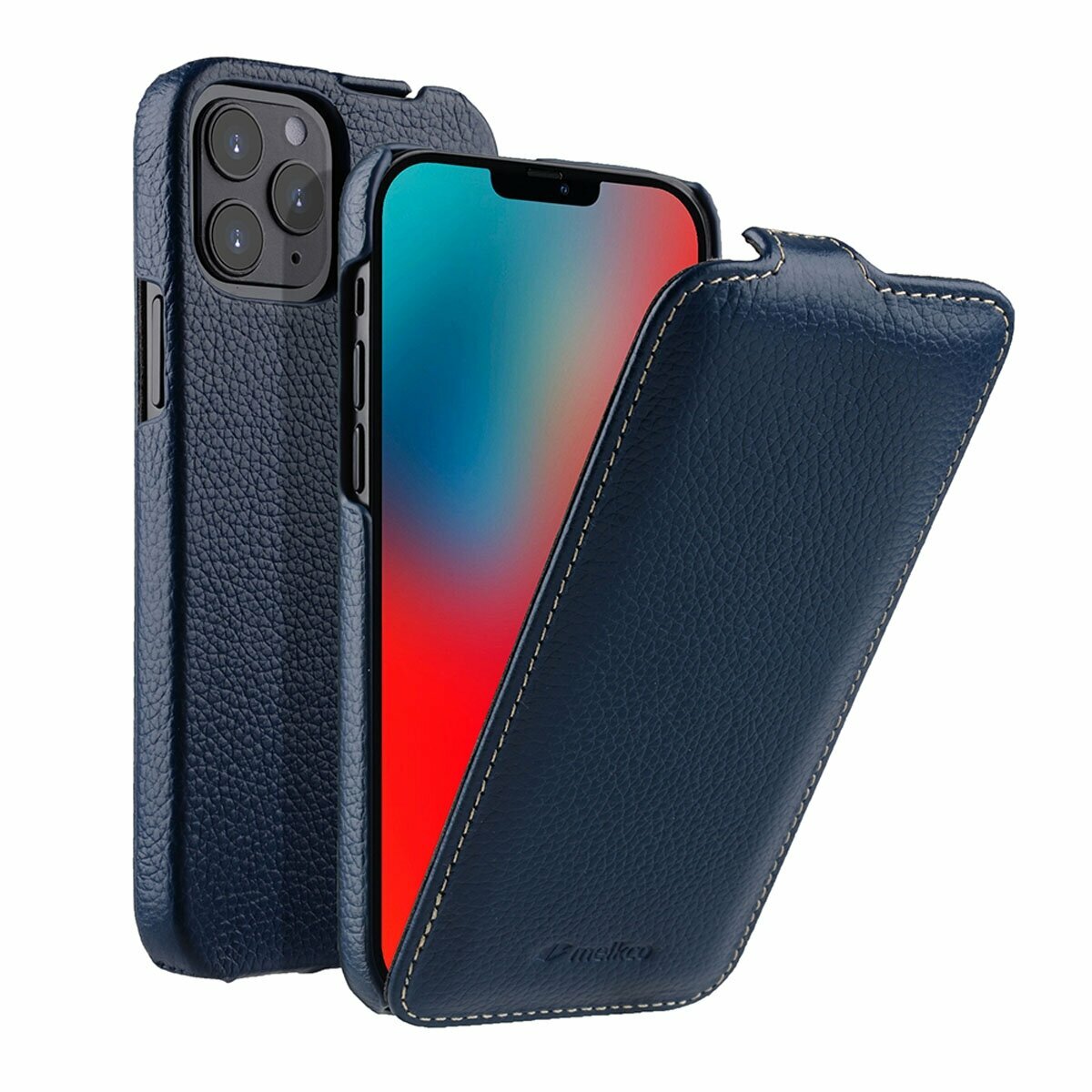 Кожаный чехол флип Melkco для Apple iPhone 12 Pro Max (6.7") - Jacka Type, темно-синий